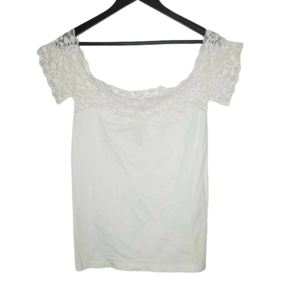 Soho | Tops | Soho Lady Top White Tee Shirtcami Off Shoulder Lace Top ...